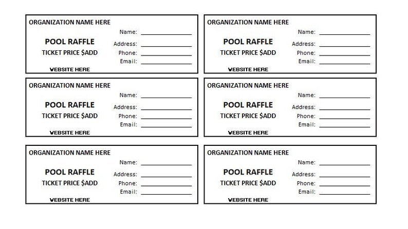 Pool Ticket Printable, Fundraiser Ticket, Editable Pool Ticket ...