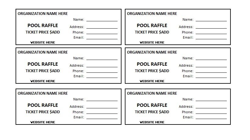 Pool Ticket Printable, Fundraiser Ticket, Editable Pool Ticket ...