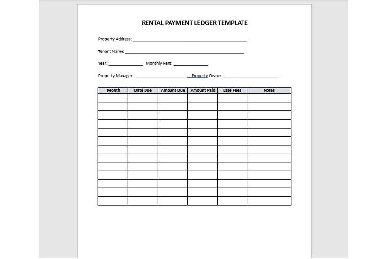 Monthly Rental Ledger Template, Rent Ledger, Rent Ledger Template, Rent ...