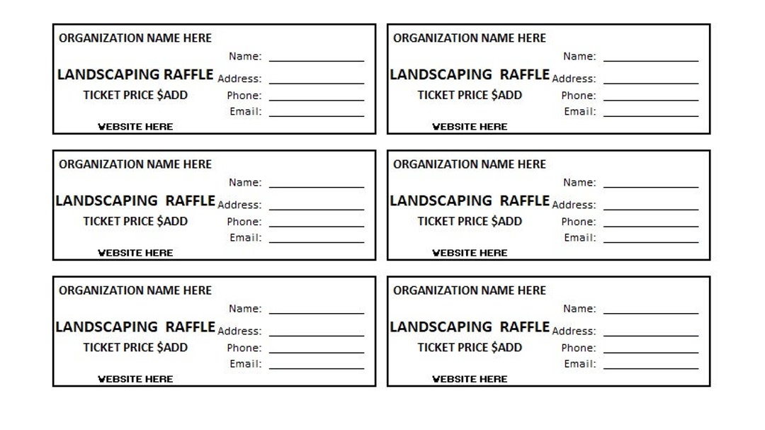 Landscaping Ticket Printable, Fundraiser Ticket, Editable Landscape ...