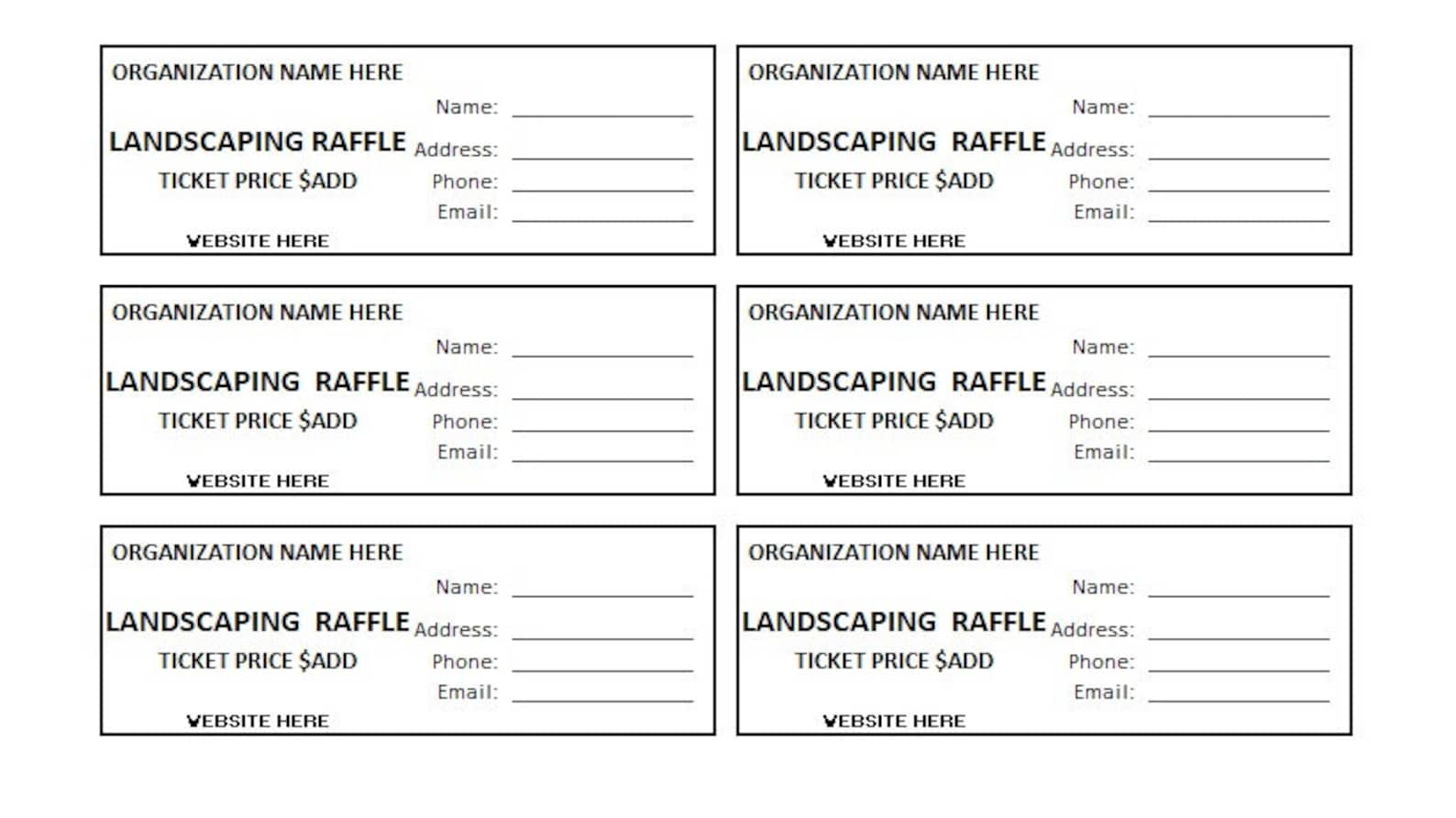 Landscaping Ticket Printable, Fundraiser Ticket, Editable Landscape ...