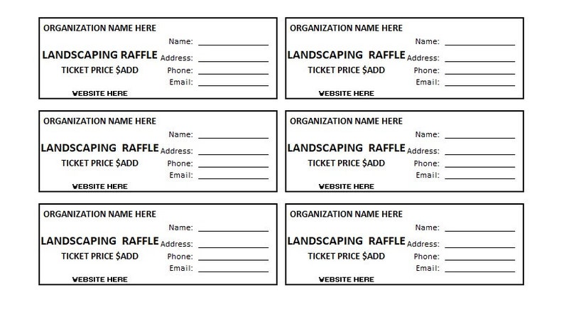 Landscaping Ticket Printable, Fundraiser Ticket, Editable Landscape ...