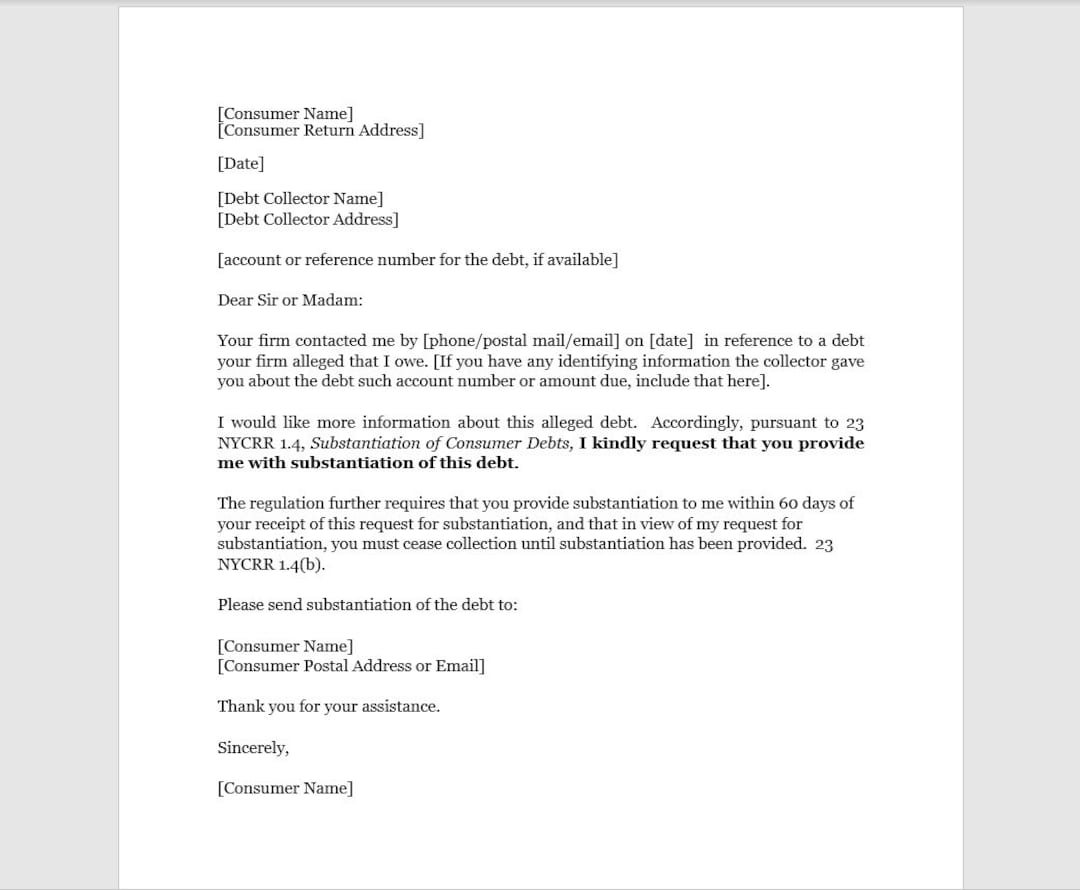 Substantiation Debt Letter Template, Substantiation Debt Letter ...