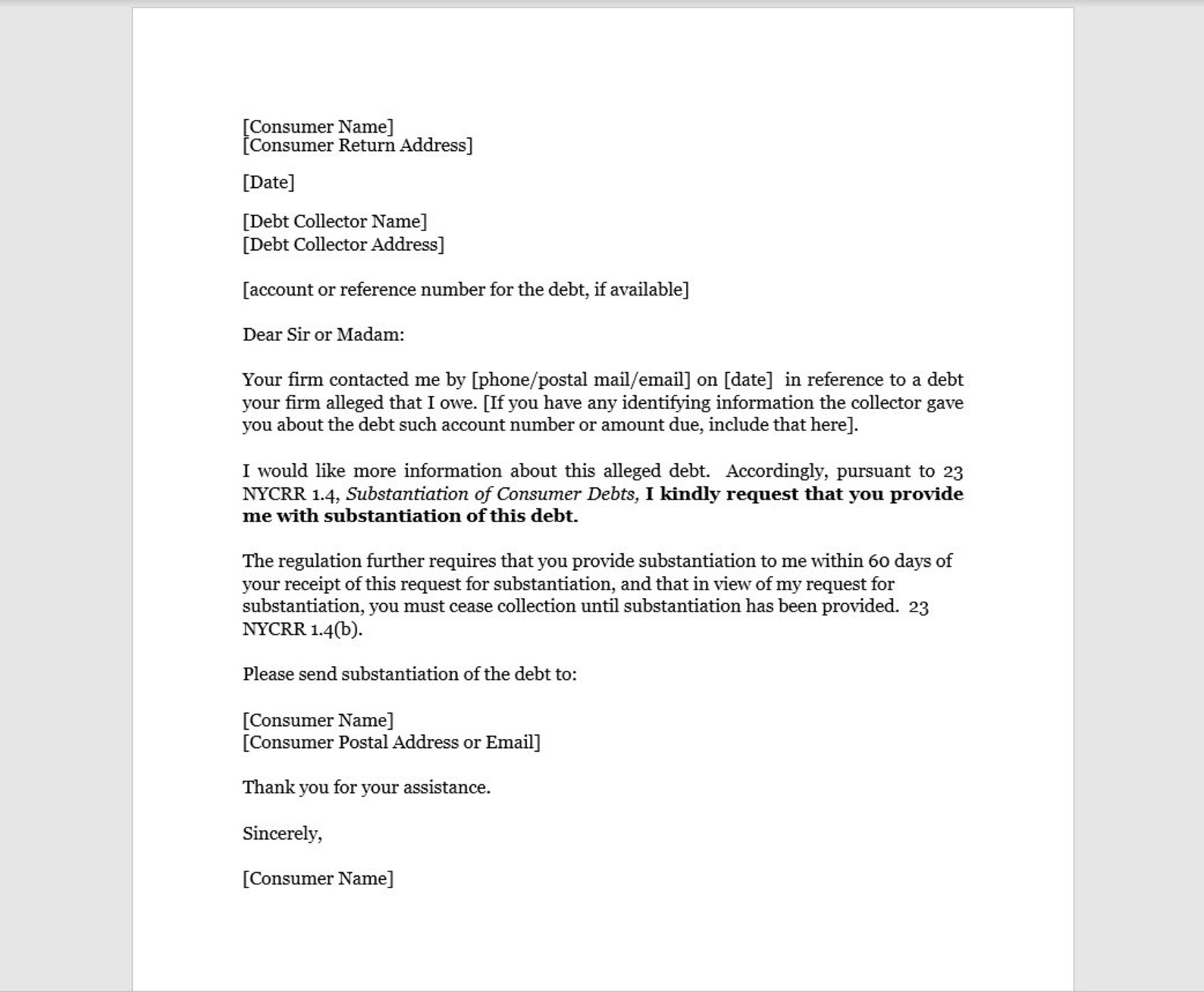 Substantiation Debt Letter Template, Substantiation Debt Letter ...