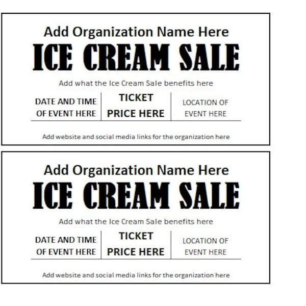 Ice Cream Tickets - Etsy