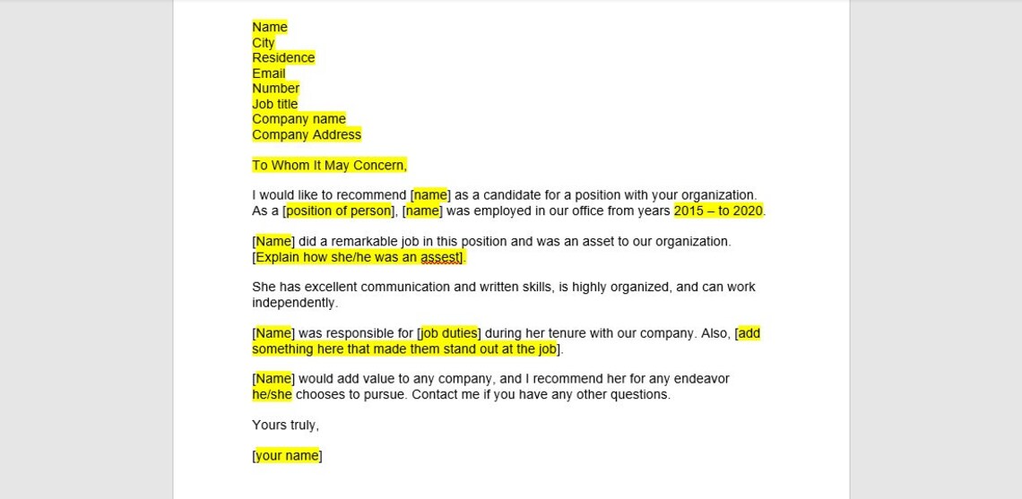 Reference Letter Template, Employee Reference Letter, Reference ...