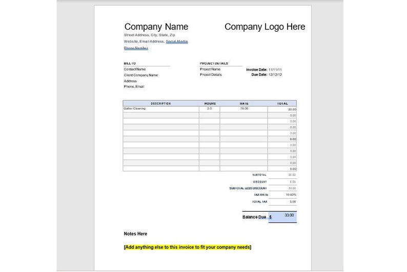 Pressure Washing Invoice Template, Pressure Washer Invoice Template ...