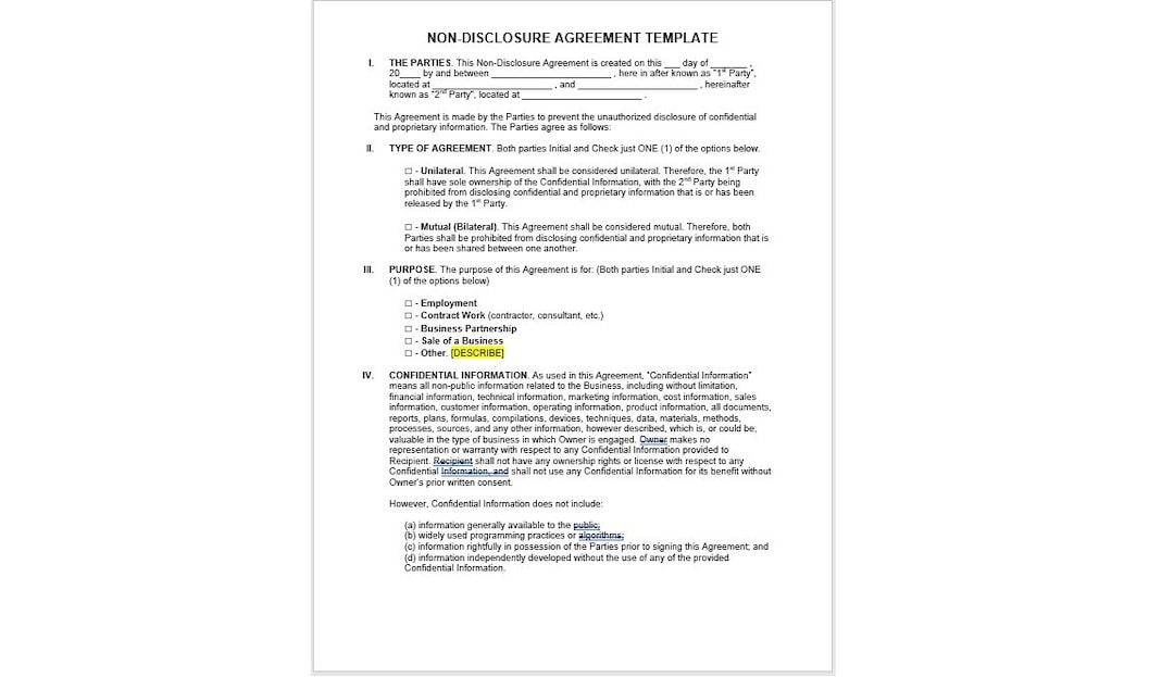 Editable Confidentiality Agreement, Non-disclosure Agreement, NDA ...
