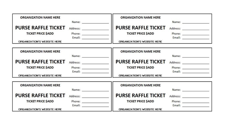 Editable Purse Raffle Ticket, Purse Raffle, Enter to Win Printable ...