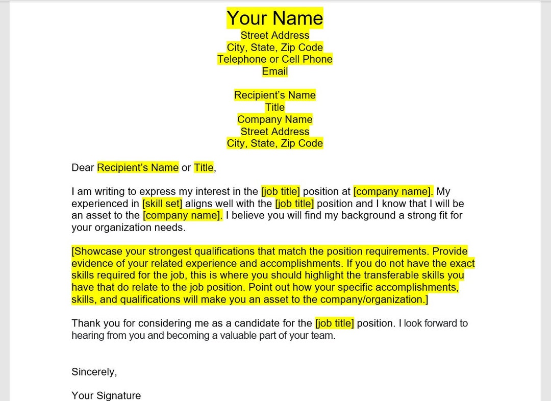 Simple Cover Letter, Cover Letter Template, Editable Cover Letter ...