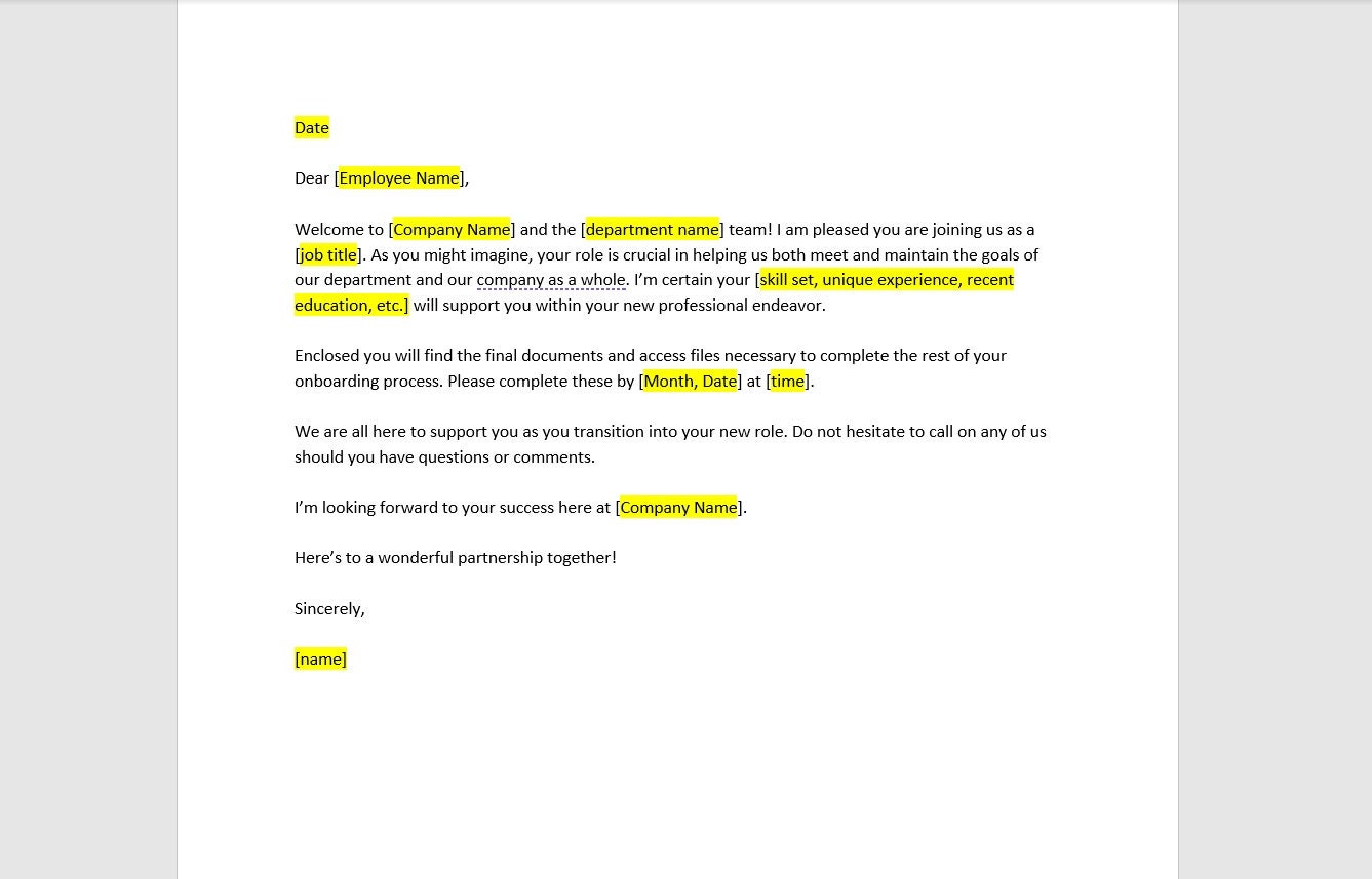 New Employee Welcome Letter, New Employee Welcome Letter Template ...