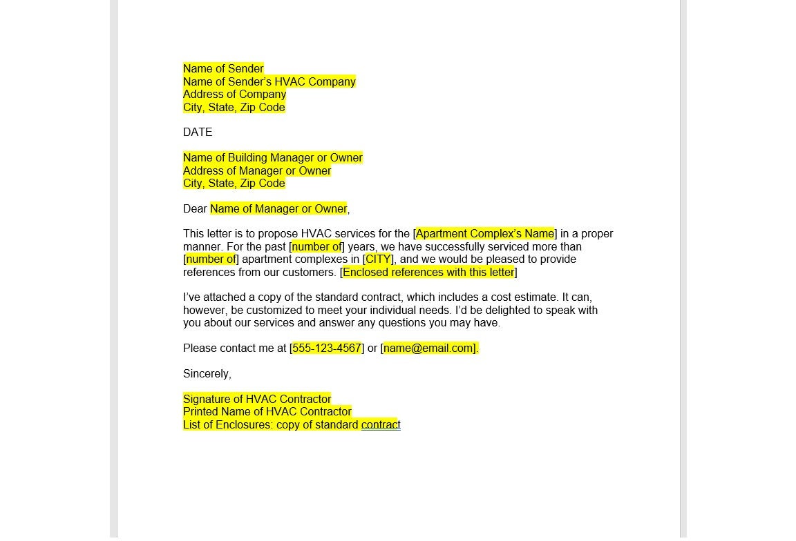 Hvac Proposal Template 31+ SAMPLE HVAC Proposal In PDF