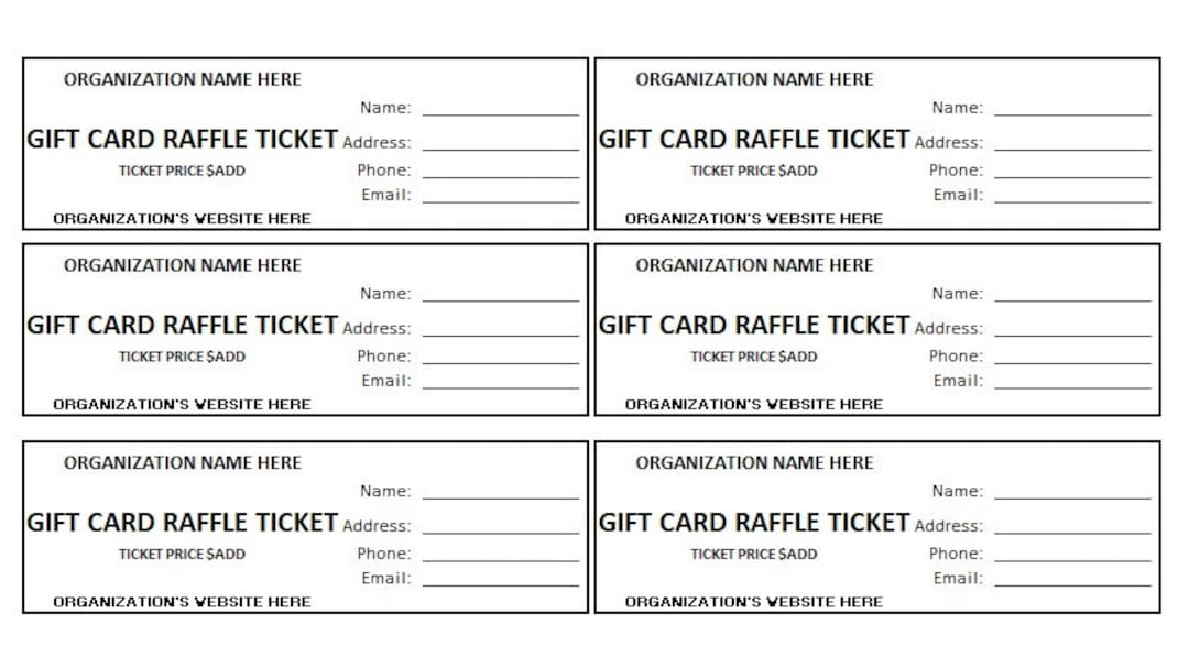 Editable Gift Card Raffle Ticket, Gift Card Raffle, Enter to Win ...