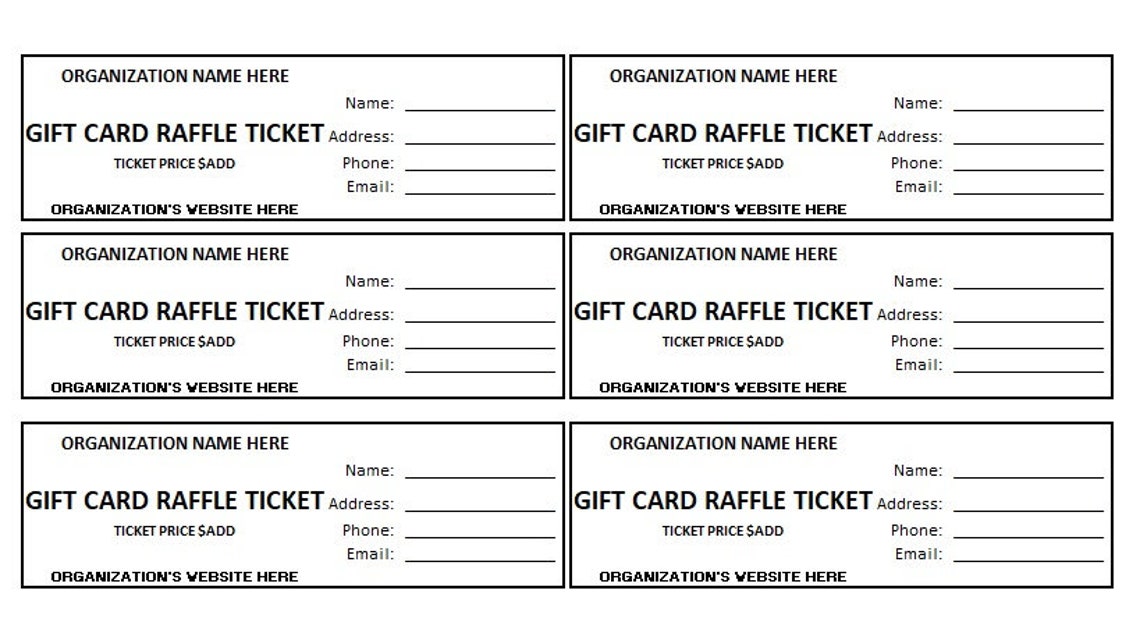 Editable Gift Card Raffle Ticket, Gift Card Raffle, Enter to Win ...