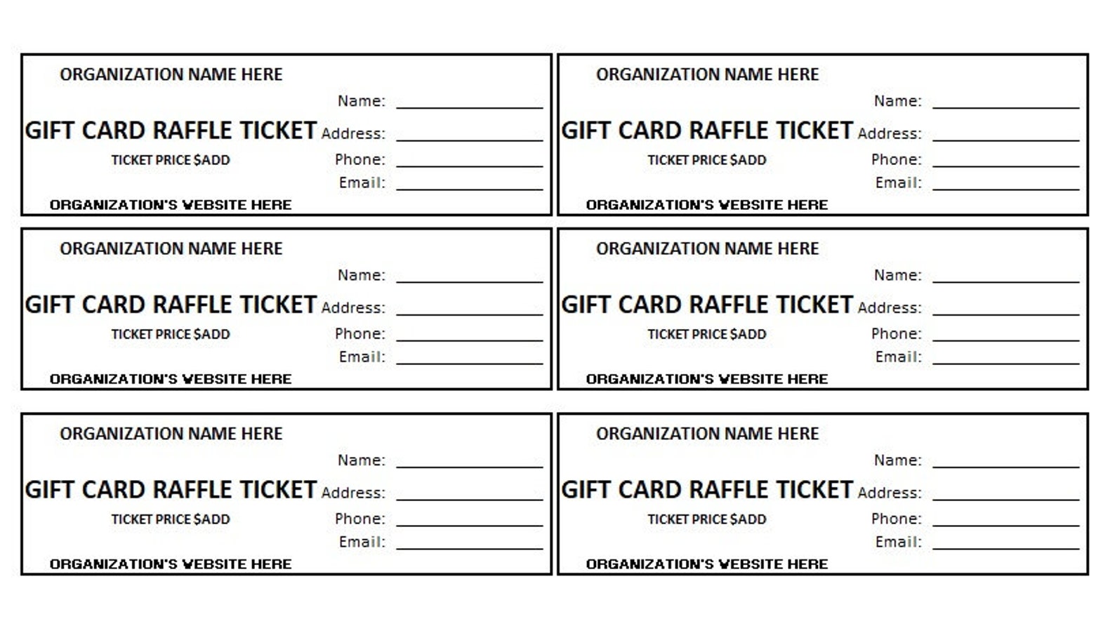 Editable Gift Card Raffle Ticket, Gift Card Raffle, Enter to Win ...