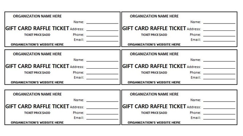 Editable Gift Card Raffle Ticket, Gift Card Raffle, Enter to Win ...