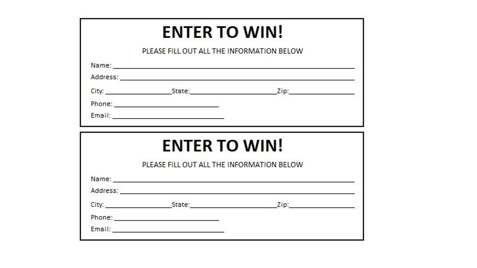 Entry Form Ticket, Entry Form Printable Ticket, Printable Entry Form ...