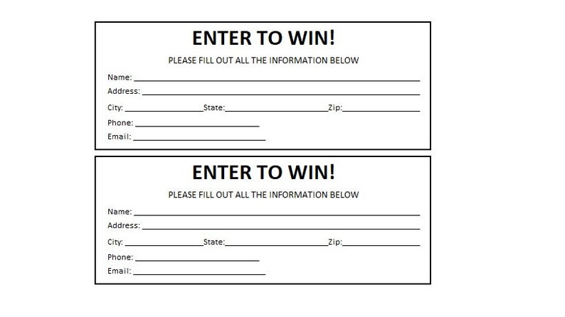 Entry Form Ticket, Entry Form Printable Ticket, Printable Entry Form ...