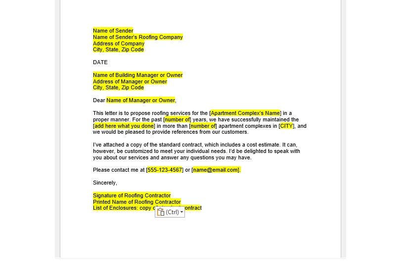 Roofing Proposal, Roofing Proposal Letter Template, Roofing Proposal ...
