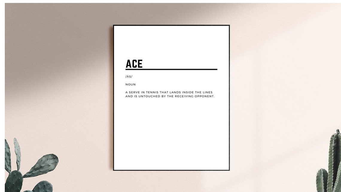Tennis Ace Definition Tennis Print Tennis Decor Definition - Etsy
