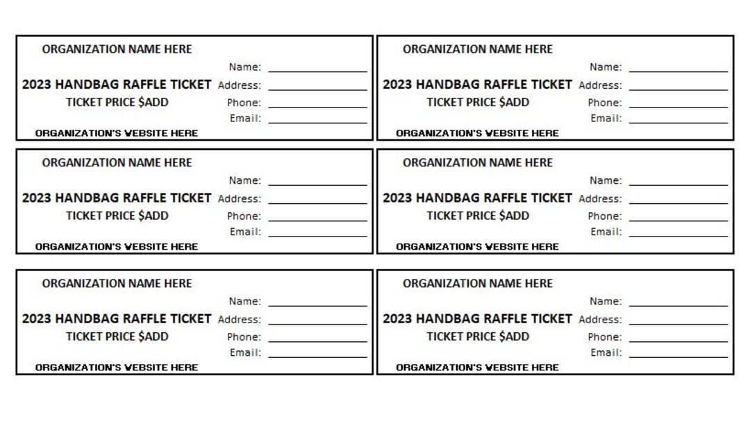 Editable Handbag Raffle Ticket, Handbag Raffle, Enter to Win Printable ...