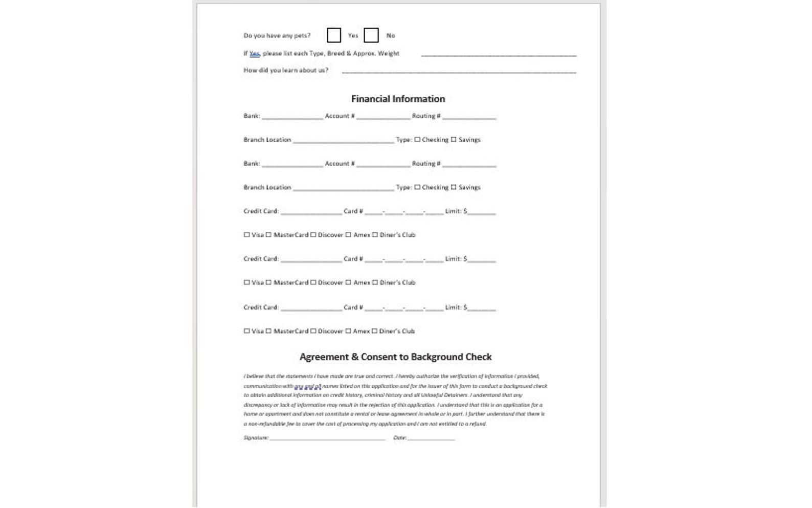 Room Rental Application Template, Rental Application, Rental Template ...