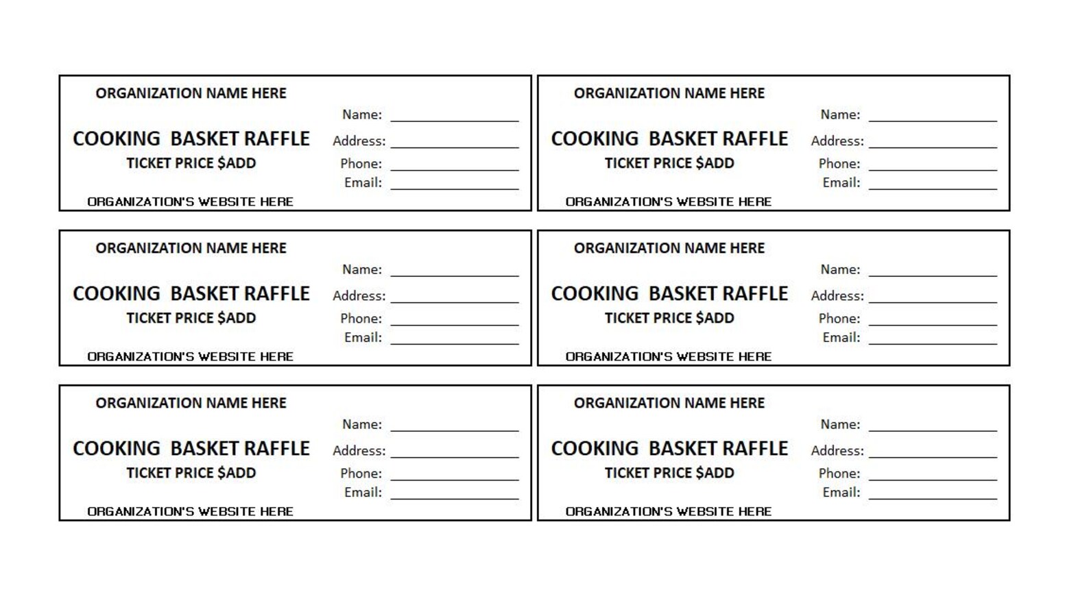 Editable Cooking Basket Raffle Ticket, Cooking Basket Raffle, Enter to ...