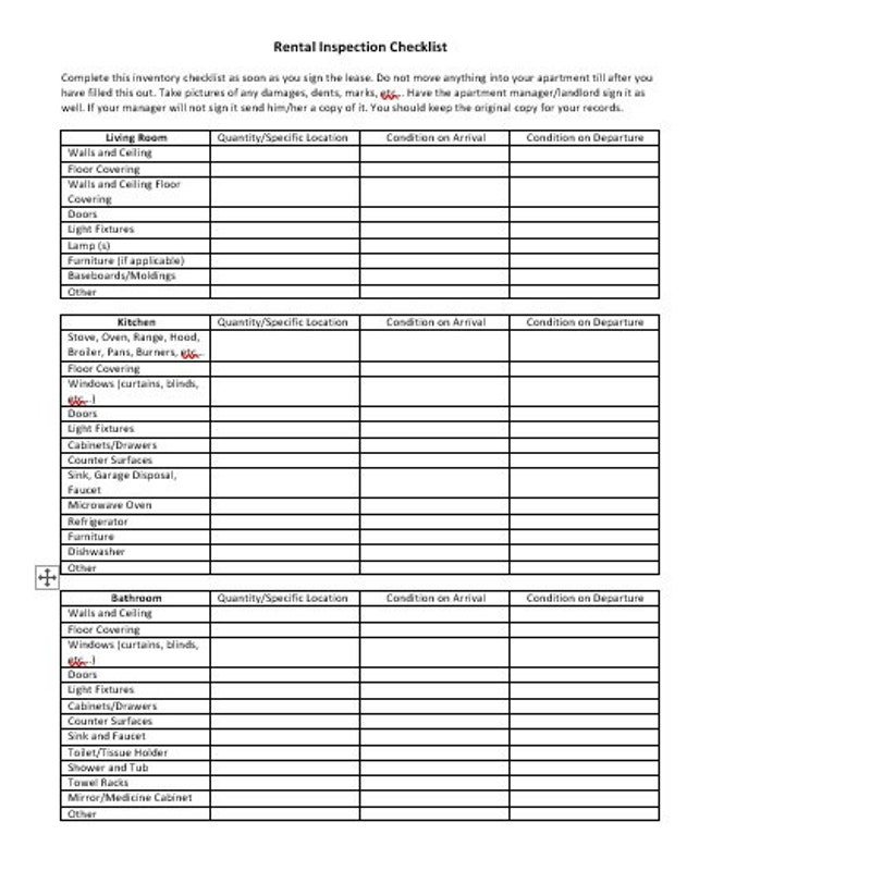 Rental Inspection Checklist - Etsy