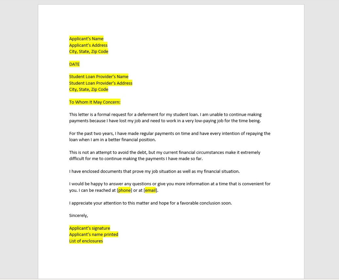 Student Loan Hardship Letter Template, Student Loan Hardship Letter ...