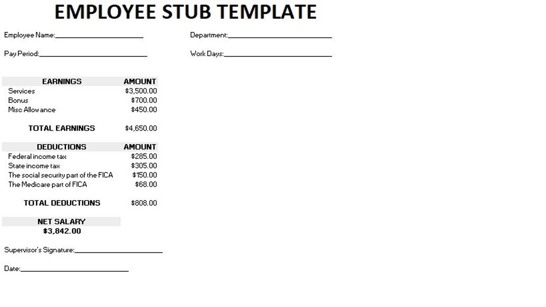 Editable Paycheck Stub Template, Check Stub Template, Earning Statement ...