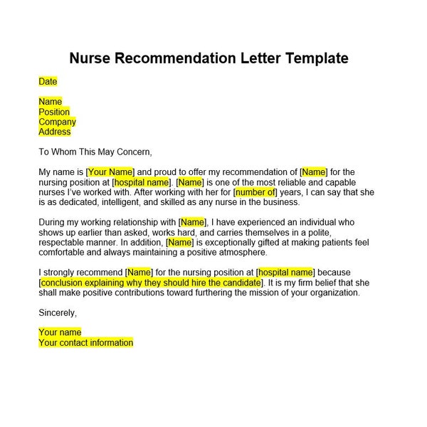 Nurse Letter of Recommendation - Etsy