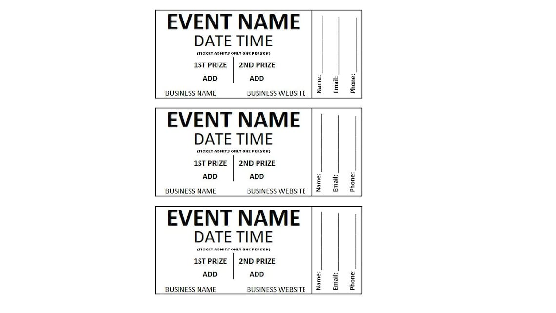 Editable Raffle Entry Form Ticket, Entry Form Printable Ticket ...