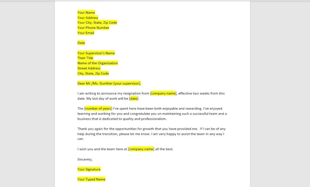 Two Weeks Notice Letter Template, Two Weeks Notice Letter, Two Weeks ...