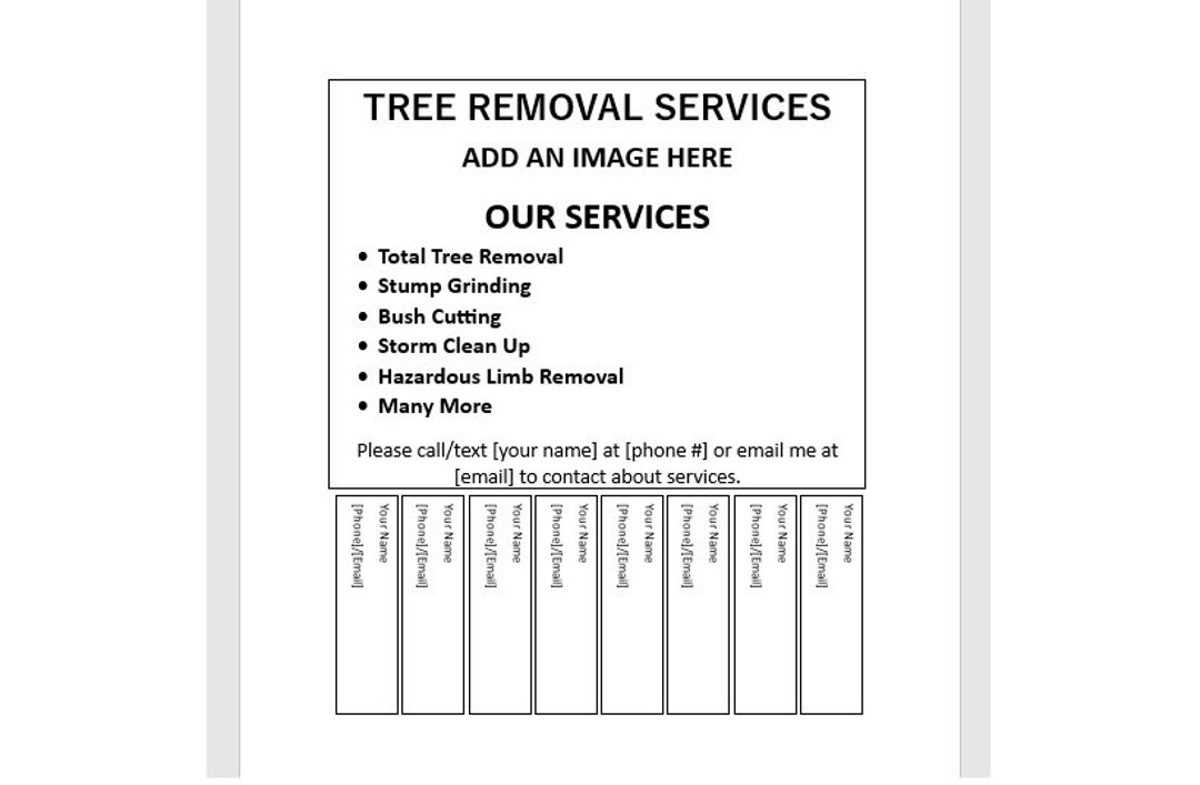 Editable Tree Removal Services Tear-off Flyer, Tree Removal Services Ad ...