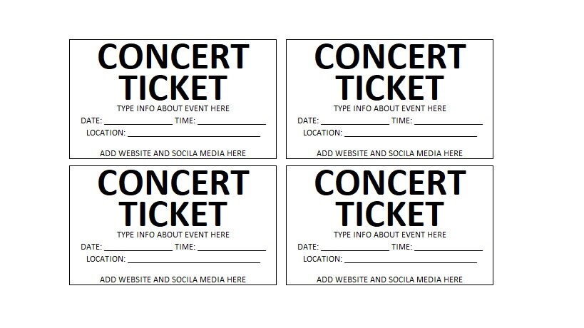 Printable Music Concert Ticket, Concert Ticket, Music Concert Ticket ...