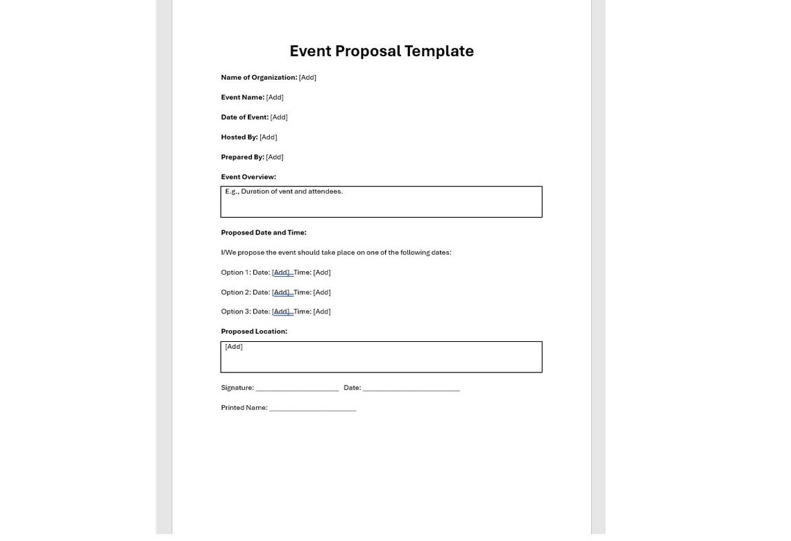 Editable Event Proposal, Event Proposal Template, Proposal Template ...