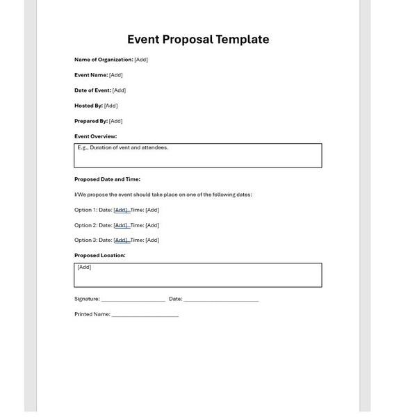 Simple Event Proposal Template - Etsy