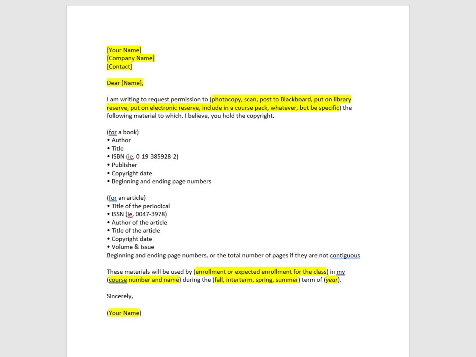 Copyright Permission Request Letter, Copyright Permission Request ...