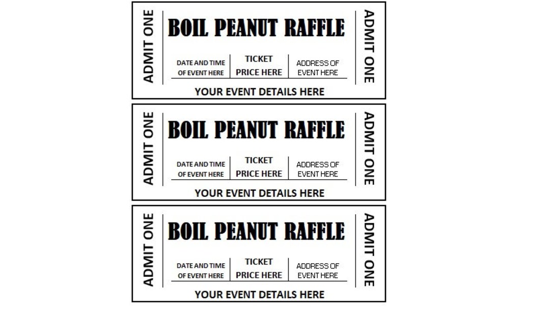 Editable Boil Peanut Raffle Event Ticket, Boil Peanut Raffle Ticket ...