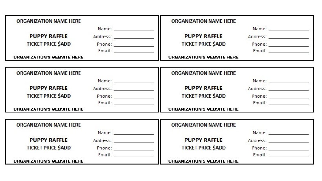 Editable Puppy Raffle Ticket, Puppy Raffle, Enter to Win Printable ...