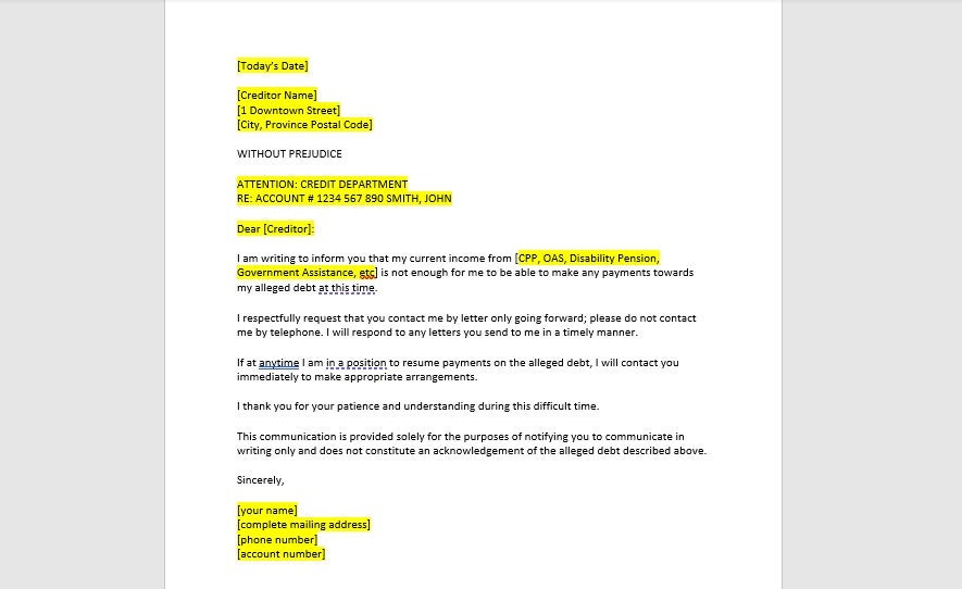 Stop Payment Letter to Your Creditors, Stop Payment Letter, Stop ...