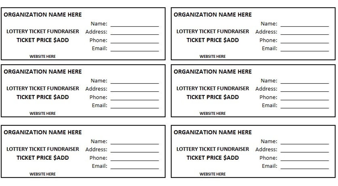 Lottery Ticket Printable, Fundraiser Ticket, Editable Lottery Ticket ...