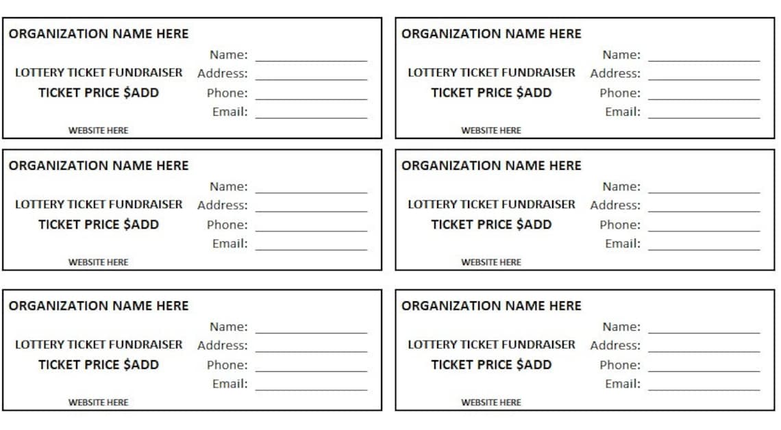 Lottery Ticket Printable, Fundraiser Ticket, Editable Lottery Ticket ...