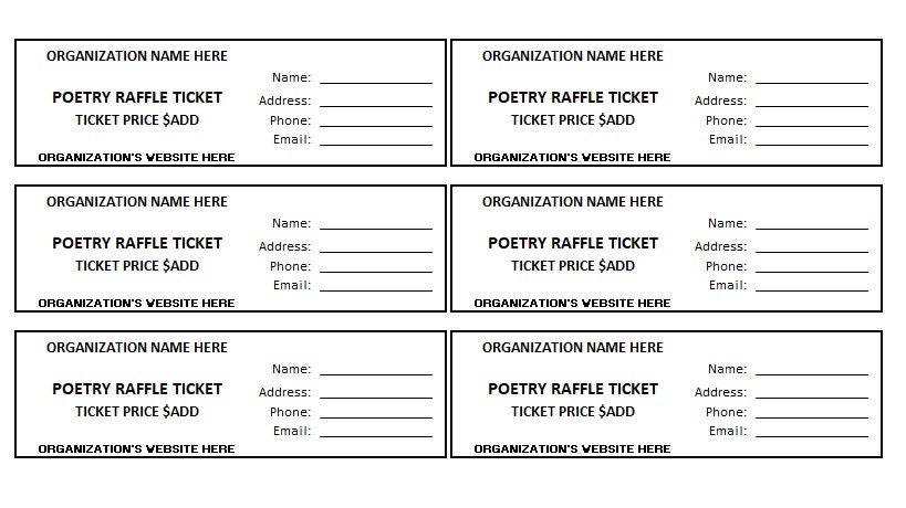 Editable Poetry Raffle Ticket, Poetry Raffle, Enter to Win Printable ...