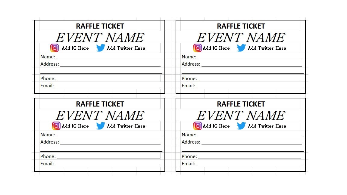 Raffle Ticket Template Excel