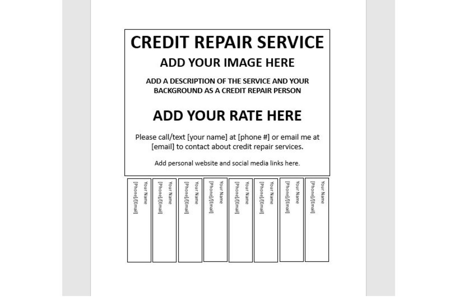 Editable Credit Repair Tear-off Flyer, Tear-off Flyer Template, Credit ...