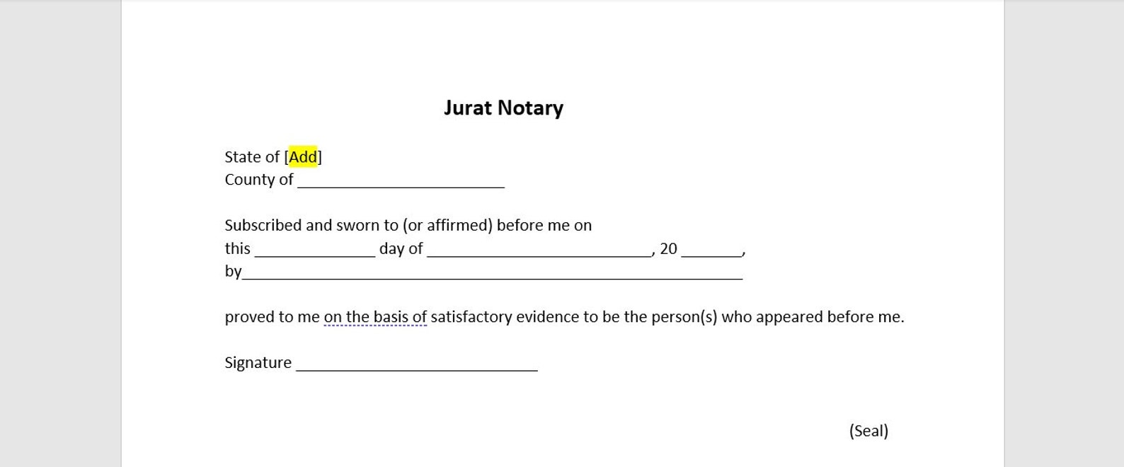 Jurat Notary Form Template, Affidavit of Single Status Form Template, Simple Notary, Word ...