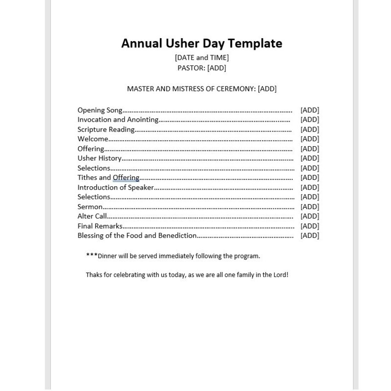 Church Usher Program - Etsy