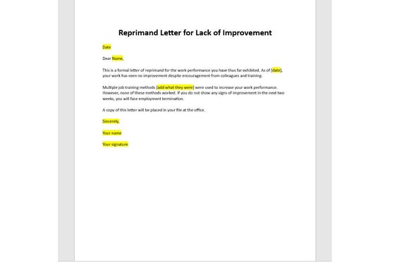 Reprimand Letter Employee General Warning Letter FREE Template