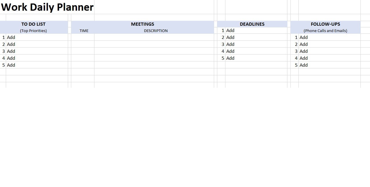 Editable Daily Planner, Work Day Diary, Printable Productivity Day, to ...